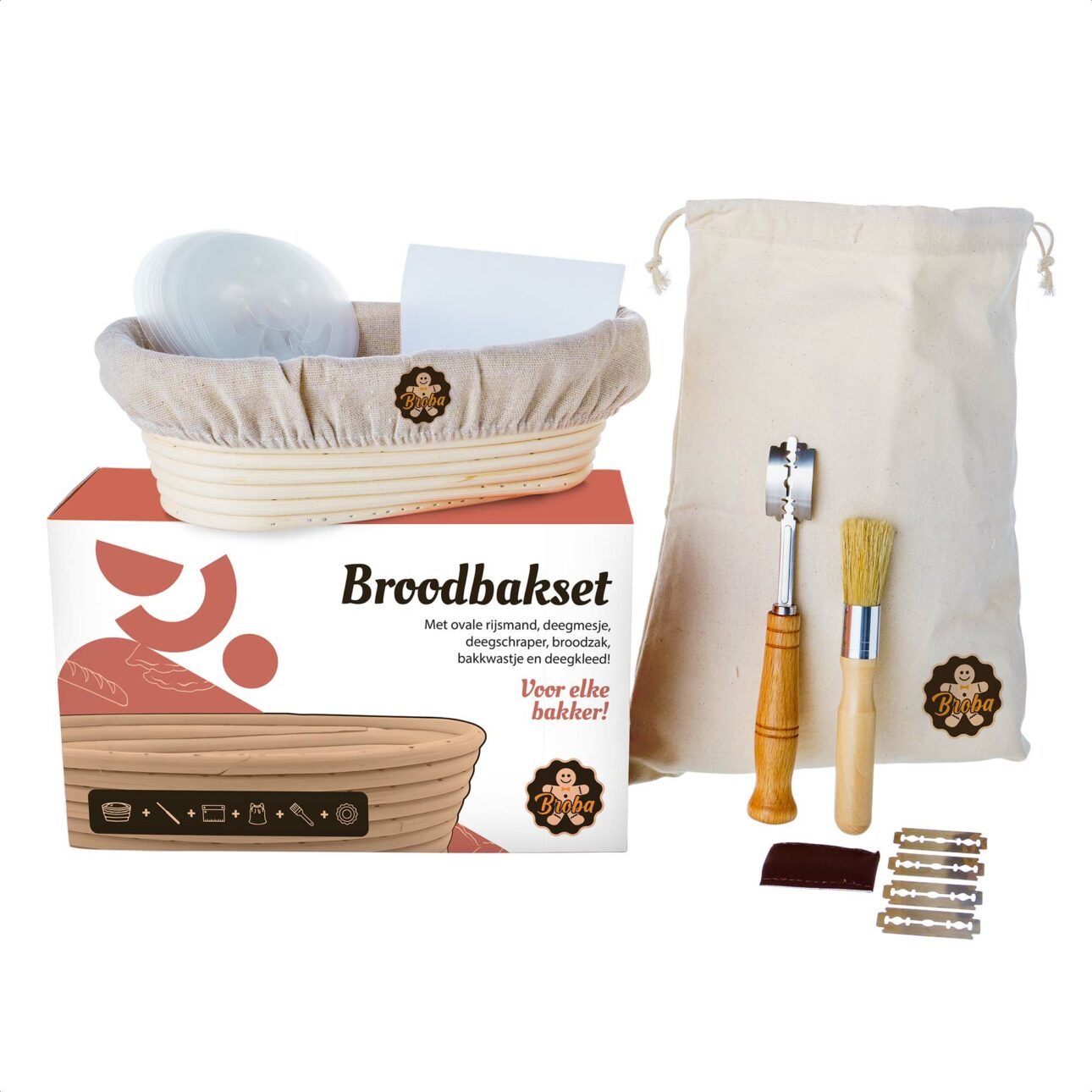 Broodbakset ovaal rijsmandje | Compleet met accessoires | Broba